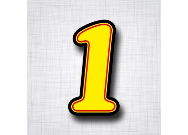 Sticker chiffre 1 Jaune rouge et noir Dimensions ht 90mm