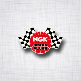 Sticker NGK Spark Plugs avec drapeaux à damier