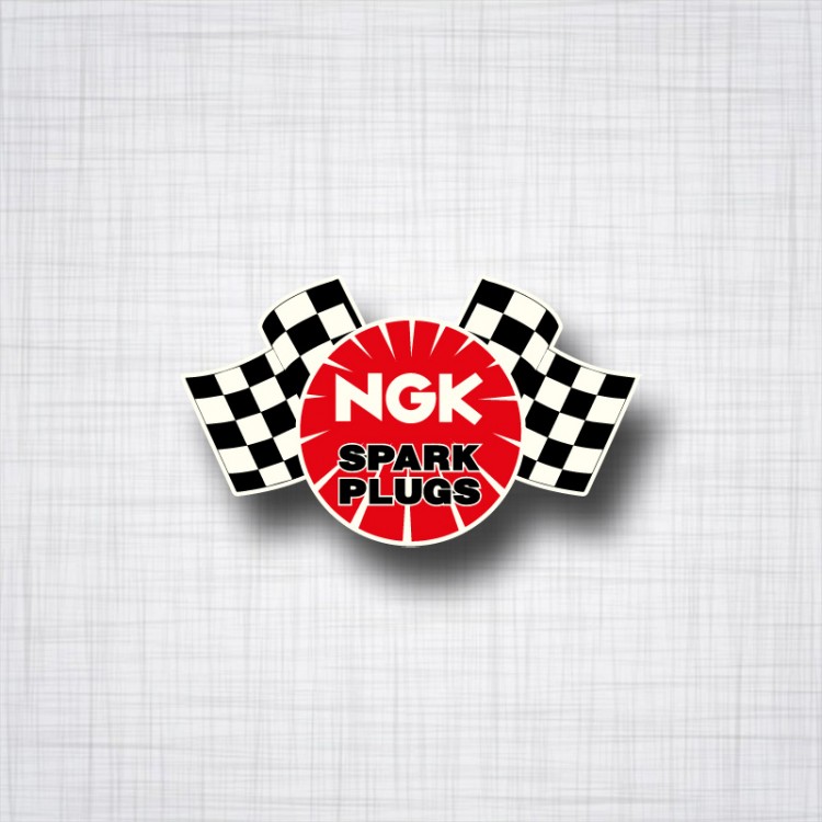 Sticker NGK Spark Plugs avec drapeaux à damier