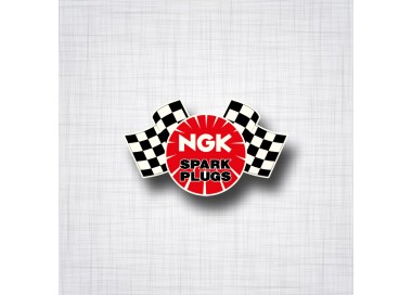 Sticker NGK Spark Plugs avec drapeaux à damier