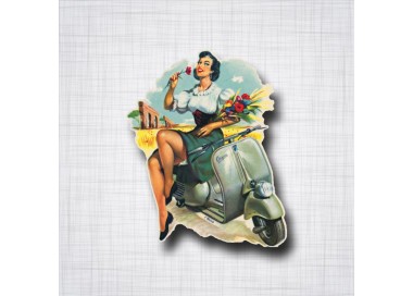 Sticker Pin-Up Vespa fleurs